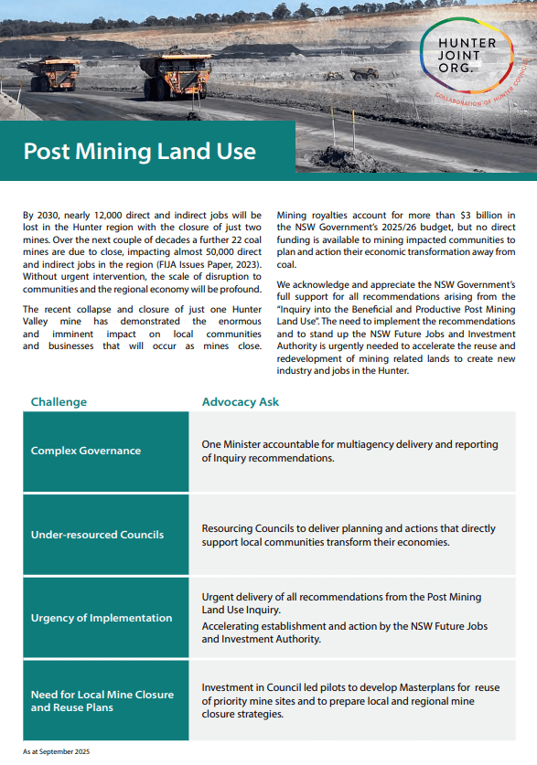 Post Mining Land Use - Hunter Joint Organisation